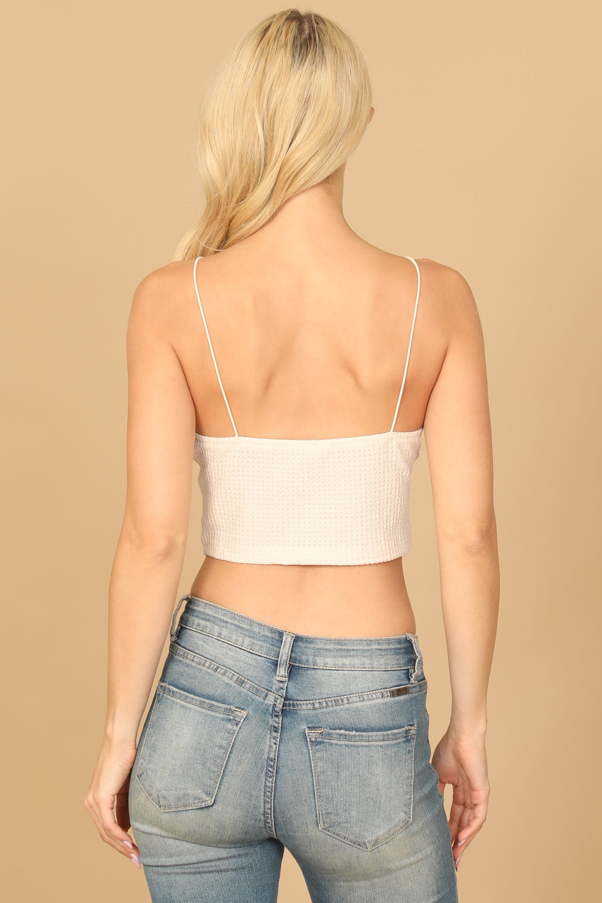 SPAGHETTI STRAP TEXTURED CROP TOP – Riah Fashion