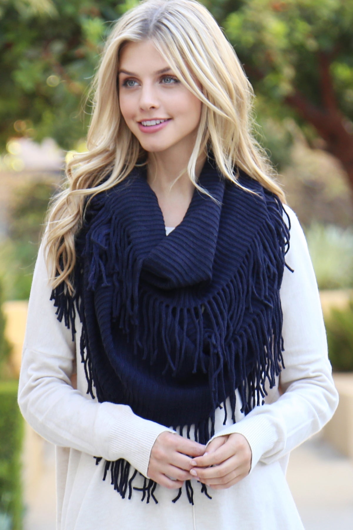 Solid Infinity Fringed Scarf – Riah Fashion
