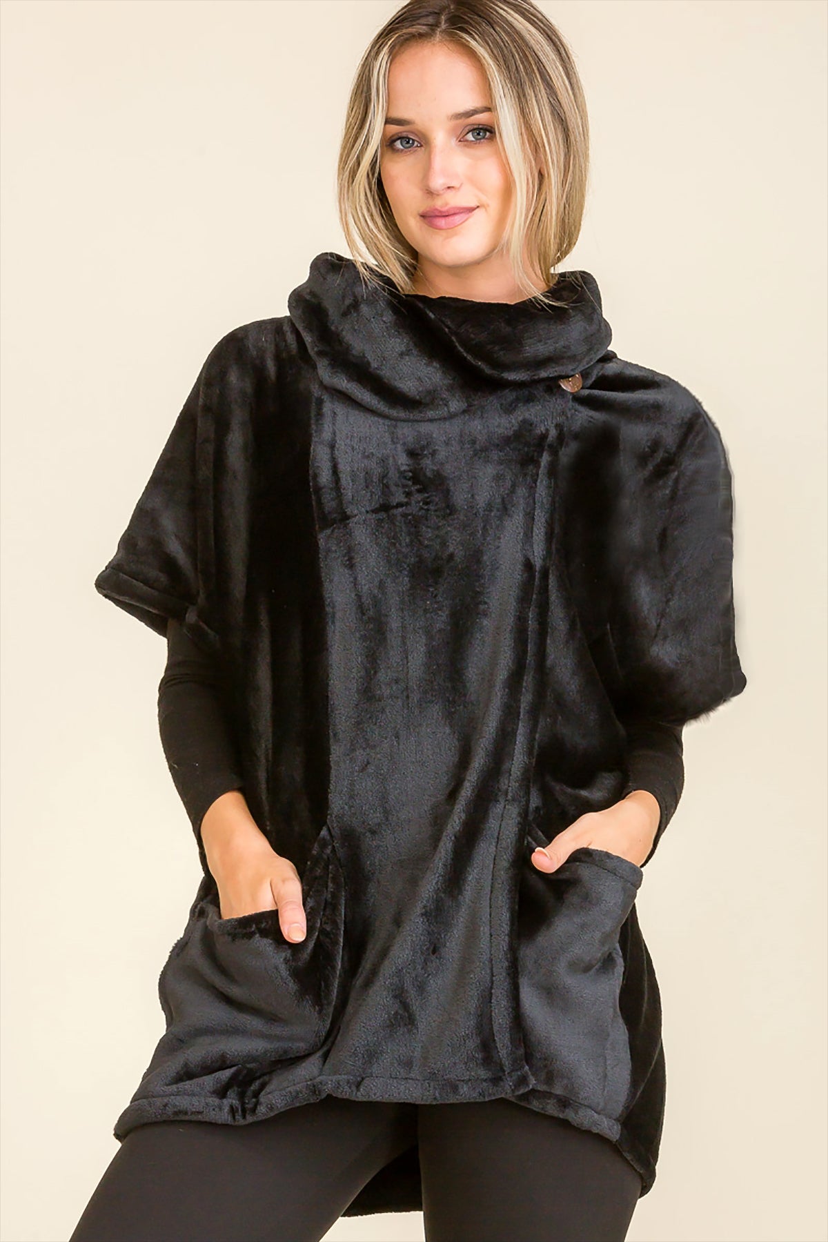TURTLE NECK POCKET PONCHO 3 ASSORTED COLORS – Riah Fashion