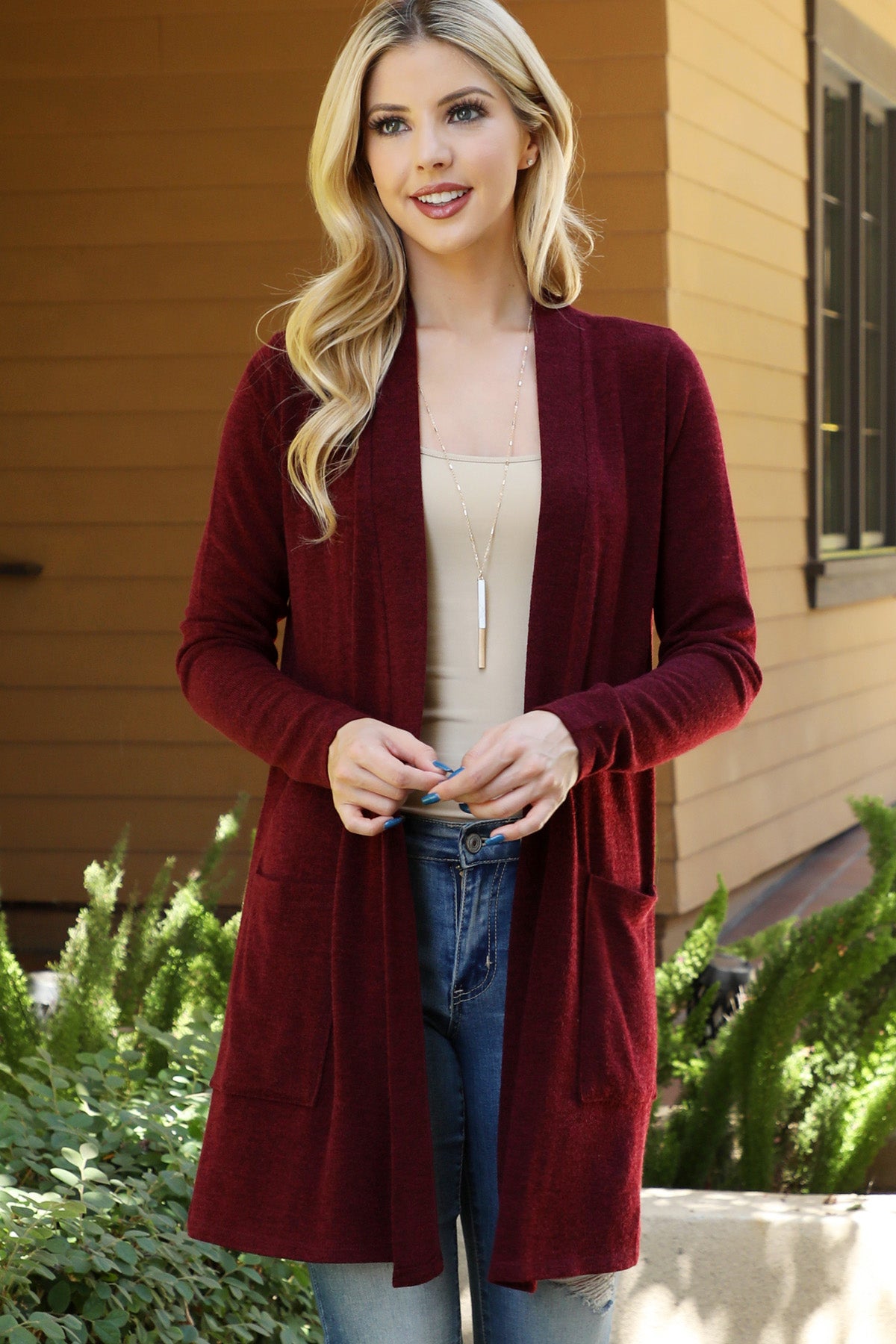 Solid Front Pockets Open Cardigan – Riah Fashion