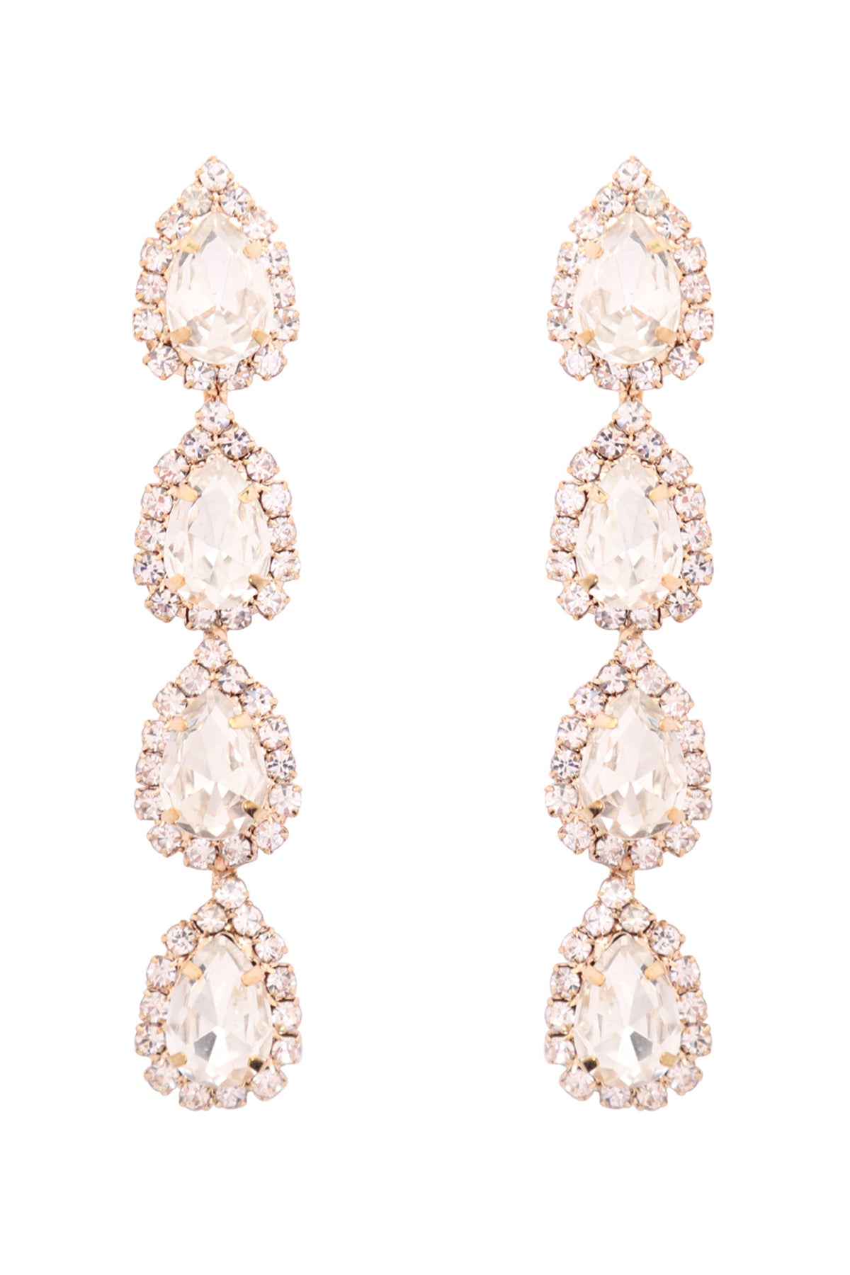 25801 - FOUR PEAR SHAPED RHINESTONE DROP LINKED EARRINGS – Riah Fashion
