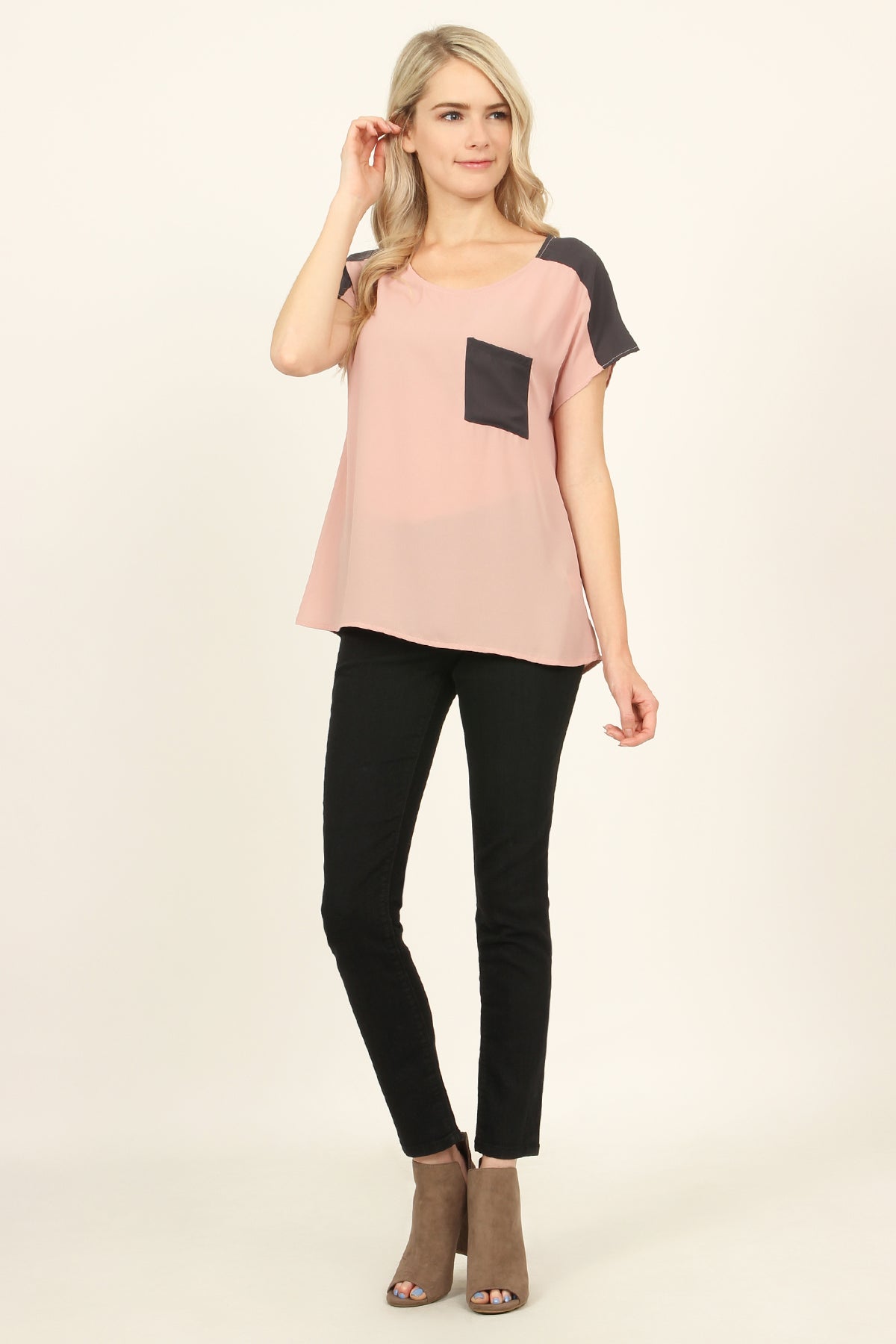 Two Tone Pocket Blouse – Riah Fashion