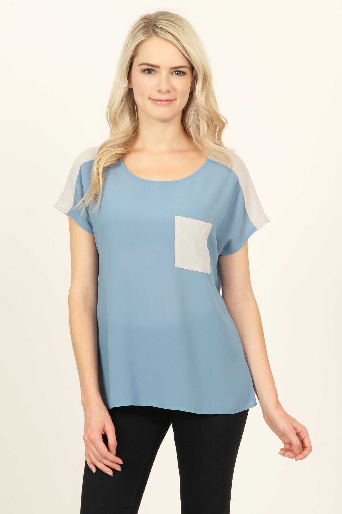 Two Tone Pocket Blouse – Riah Fashion