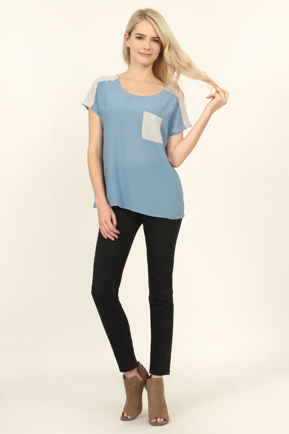 Two Tone Pocket Blouse – Riah Fashion