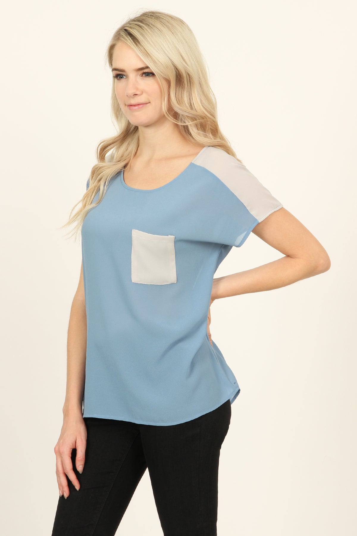 Two Tone Pocket Blouse – Riah Fashion