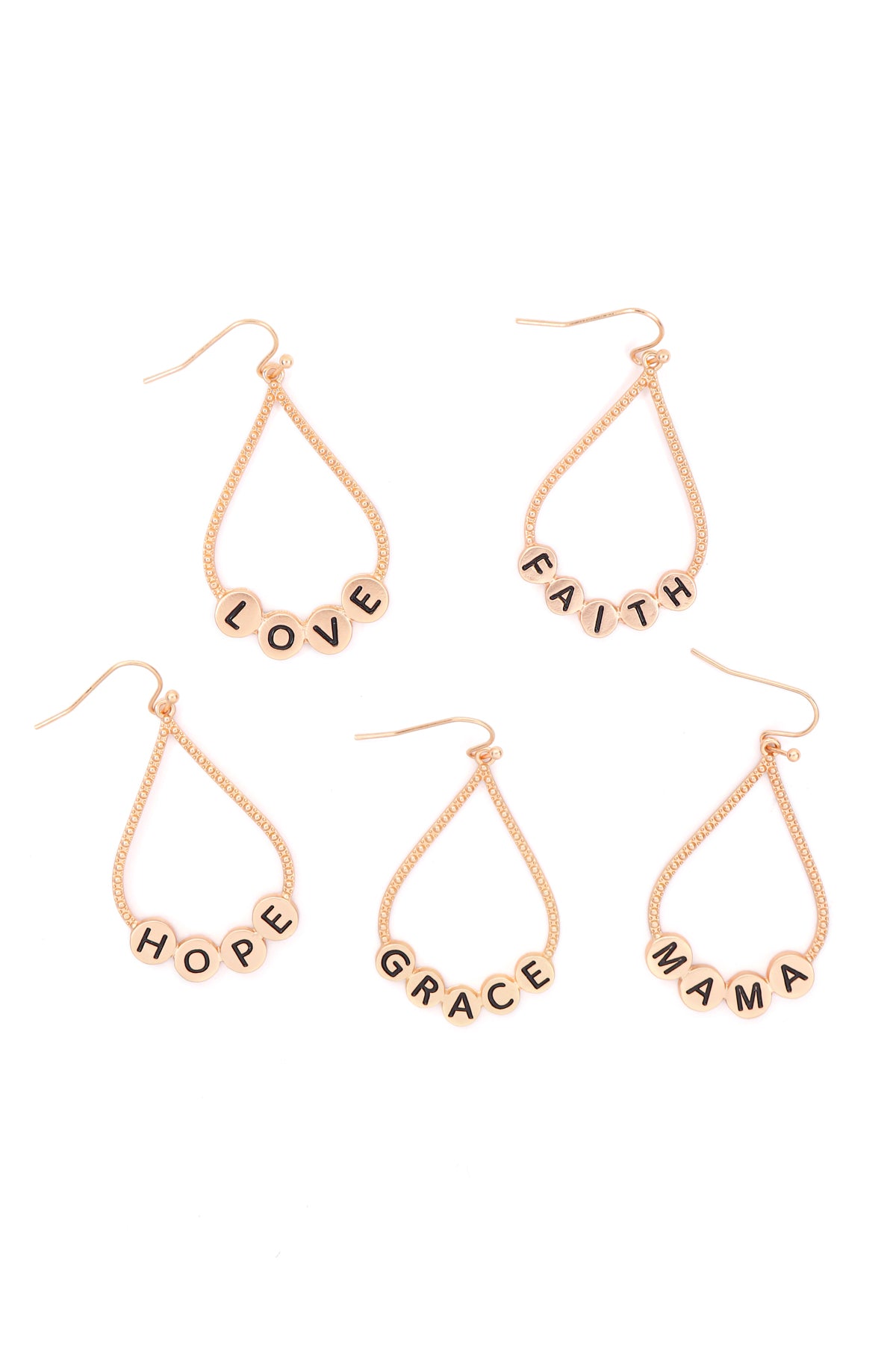 MYE1400MGHP - "HOPE" CHARM TEARDROP EARRINGS – Riah Fashion